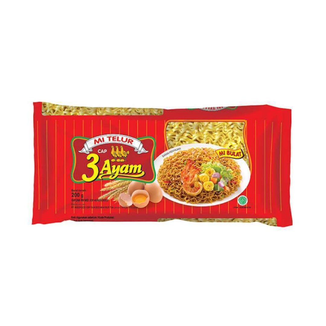 Mi Telur Cap 3 Ayam Merah 200 gr - Foodbuy