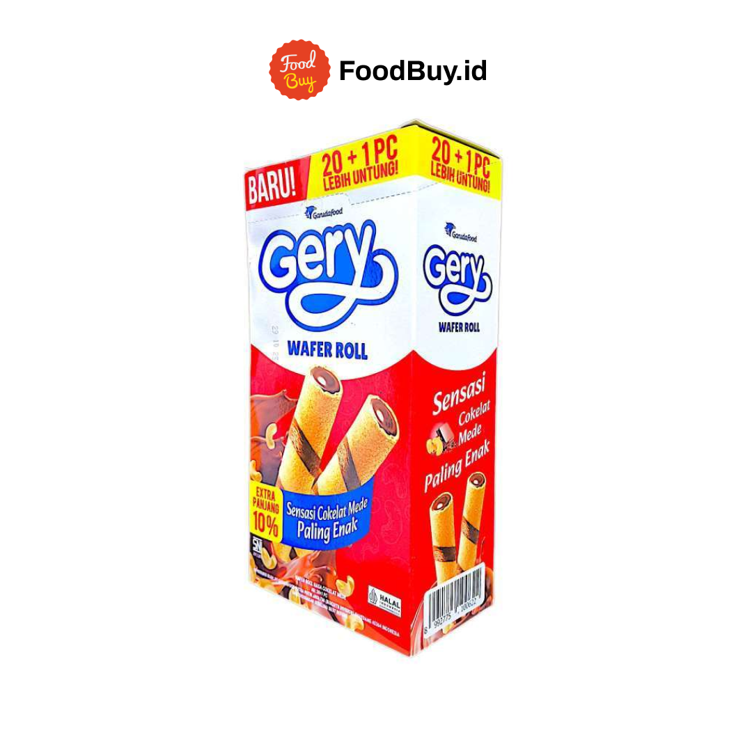 Paket 1 Pack - Gery Wafer Roll Filling Cokelat Mede 15gr (20 pcs) - Foodbuy